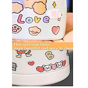 Tualrvvc Insulated Water Bottle 32 oz for Kids Flip-Top Thermos Random Cute Stickers Big Belly Bottle with Straw Handle Strap Light Navy Blue