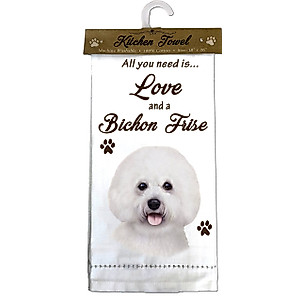 E&S Pets Bichon Frise Kitchen Towels, Off-white 26.00" x 18.00"