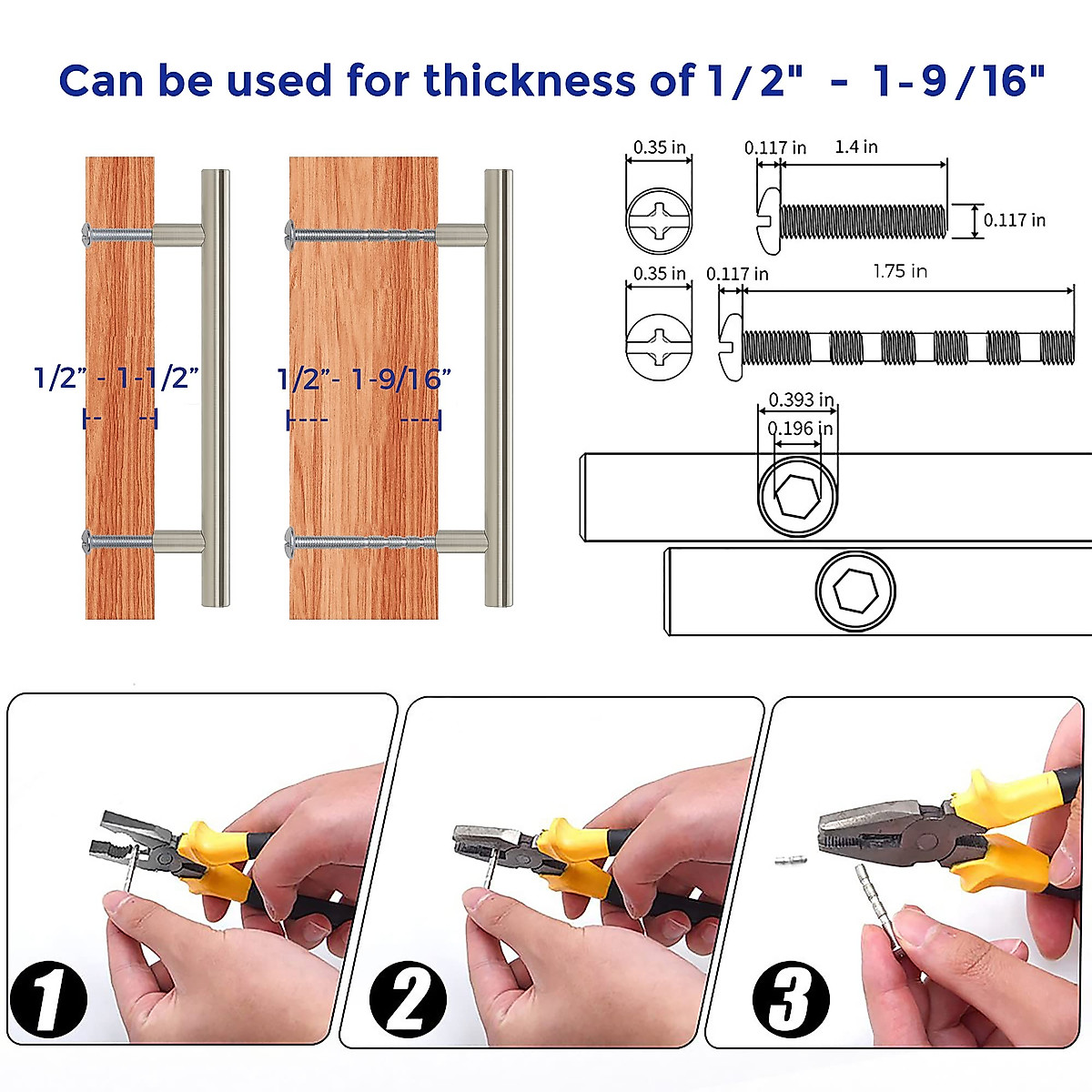 Ravinte 30 Pack | 7.38'' Cabinet Pulls Brushed Nickel Stainless Steel Kitchen Drawer Pulls Cabinet Handles 7-3/8”Length, 5” Hole Center with Mounting Template