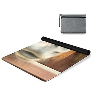 GOODOLD Funny Horse Yoga Mat, 71 x 26 Inch Non-slip Yoga Mats Folding Travel Exercise Mat Indoor Outdoor Gym Pilates with Storage Bag for Women Men