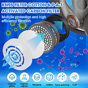 SLJHL Full Face Respirator Mask with Filters Anti Fog Respirators for Organic Gas and Steam Chemical Epoxy Resin Dust Woodworking Welding 6800