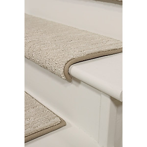 Oak Valley Designs™ Rounded Bullnose Carpet Stair Treads - Anti Slip Indoor Stair Mats for Wooden Stairs, Style: Brindle, Cottonwood, 27” W X 9.75" D (Set of 14)