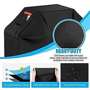 Grill Cover BBQ Grill Cover 600D Heavy Duty Waterproof Gas Grill Cover, UV & Dust & Rip-Proof, Barbecue Grill Covers for Weber, Brinkmann, Char Broil Grills and More, (59" L x 24" W x 46" H, Black)