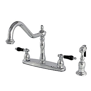 Kingston Brass KB1751PKLBS Duchess 8 inch Centerset Kitchen Faucet with Brass Sprayer, 8-5/8 inch In Spout Reach, Chrome