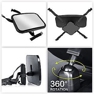 VARGTR Baby Car Mirror,Safety Car Seat Mirror For Infants,Large Car Seat Mirror For Rear Facing Infant Child With Wide Crystal Clear View, Effortlessly Monitoring Child In The Back Seat