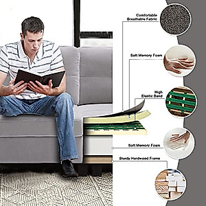 Convertible Sectional Sofa with Storage Ottoman 6 Seater L-Shaped Modular Modern Velvet Corner Couch for Living Room Apartment Office (Light Grey