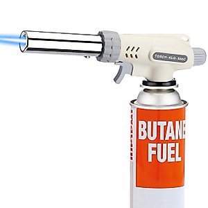 Butane Torch Kitchen Blow Lighter Gas burner - Culinary Torches Chef Cooking Professional Adjustable Flame with Reverse Use, for Creme, Brulee, BBQ, Camp, Baking (Butane Not Included)（Black）