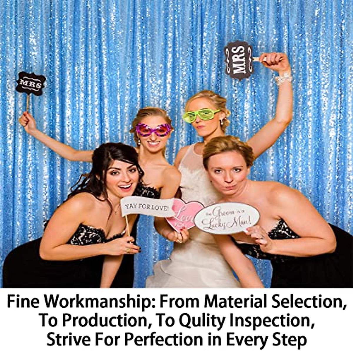 8FTx8FT Baby Blue Glitter Backdrop Curtain Sequin Curtains 96 inches Long Sequin Fabric Photo Booth Backdrop Sequin Curtains for Backdrop Decoration