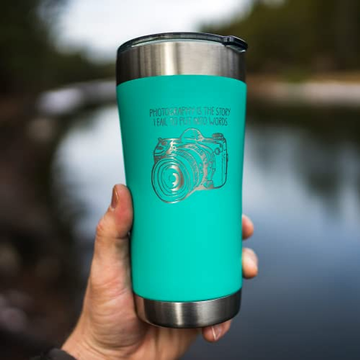 Tempercraft 20 oz Vacuum Insulated Tumbler w/Lid and Laser Engraved Customization Options - Stainless Steel, Double-Walled Travel Mug (Blue)