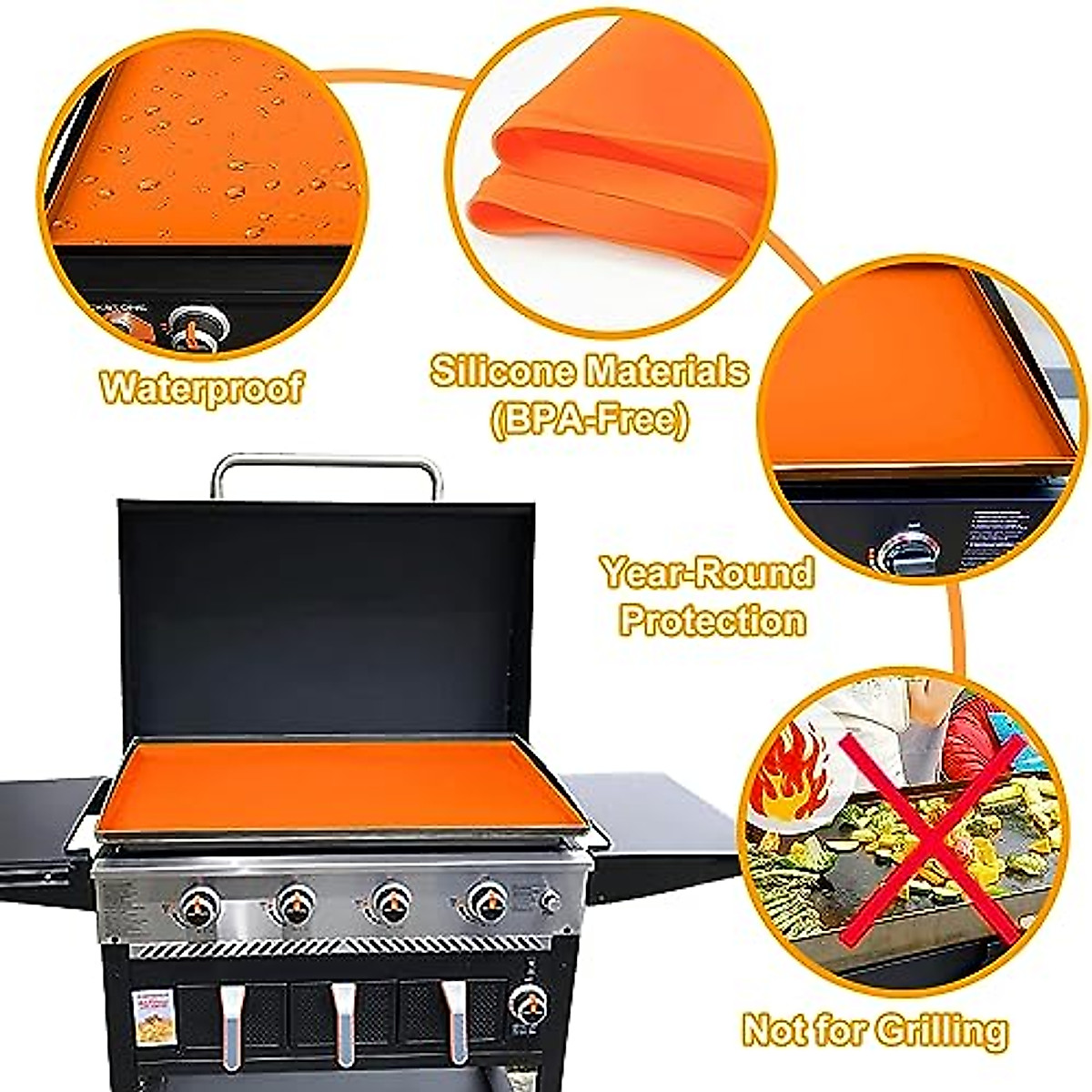 LEWORKUS 28" Griddle Mat Silicone for Blackstone, Silicone Griddle Cover Compatible with Blackstone, Blackstone Griddle Accessories, Heavy Duty Grill Cover for All Season Cooking Protective