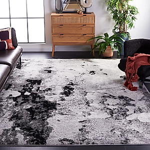SAFAVIEH Adirondack Collection Area Rug - 10' x 14', Grey & Black, Modern Abstract Design, Non-Shedding & Easy Care, Ideal for High Traffic Areas in Living Room, Bedroom (ADR134Z)
