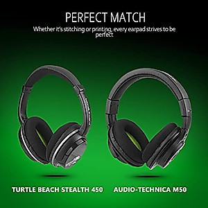 Krone Kalpasmos Upgraded Replacement Earpads for ATH M50X / M40X / M30X / MSR7 - Fits Audio Technica M Series, SteelSeries Arctis 3/5 / 7 / 9X & Pro, Breathable Fabric & Memory Foam, Green