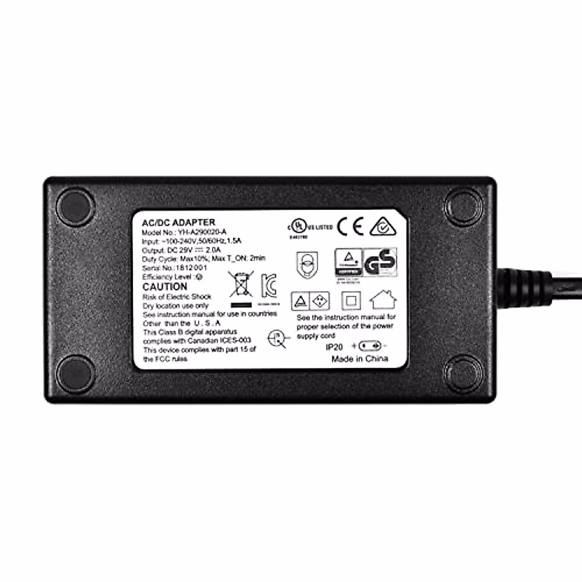 CUGLB Power Recliner Supply, AC/DC Switching Power Supply Transformer 29V/24V 2A Recliner Power Adapter & Power Cord for Lift Chair or Power Recliner