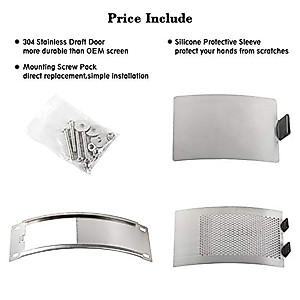 Green Egg Replacement Parts Stainless Draft Door Fits for Medium & Large Big Green Egg Grill Kamado Accessories with Punched MESH Panel Easily Adjusted Egg Bottom Vent Replacement