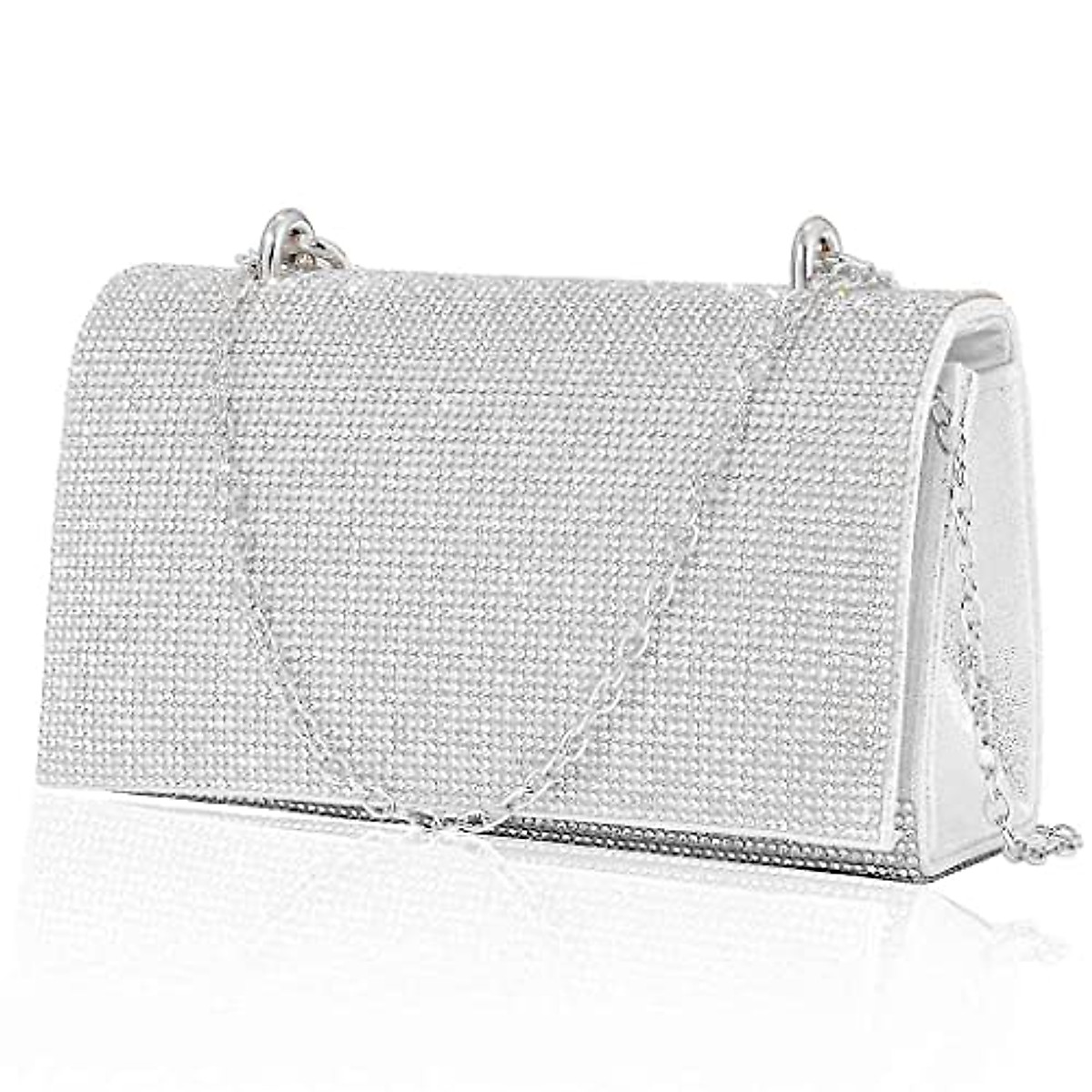 Yokawe Rhinestone Clutch Purses for Women Bling Crystals Evening Bag Wedding Party Prom Cocktail Handbags (Silver)