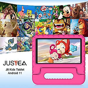 JUSYEA Kids Tablet 7 inch Android 11 - Kids for Tablet with Case - Quad Core - RAM 2GB | 32GB ROM - Kids Edition Tablets J8-3500mAh Battery | WiFi | Bluetooth, Entertainment | Education (Pink)