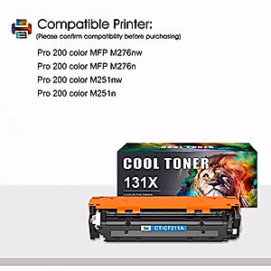 Cool Toner Compatible Toner Cartridge Replacement for HP 131A CF210A 131X CF210X Pro 200 Color MFP M276nw M251nw M251n M276n CF211A CF212A CF213A Printer (Black Cyan Yellow Magenta, 4-Pack)