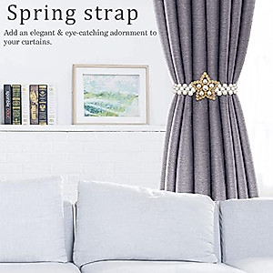 Curtain Tiebacks Crystal Pearl Spring Design Curtain Ties Carving Design Curtain Holdback Curtain Holders for Drapes Backs Thin or Thick Curtain Modern Style Curtain Hooks Holdback Decorative(Star)