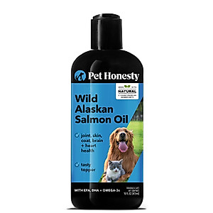 Pet Honesty Wild Alaskan Salmon Oil, Omega-3 Fish Oil for Dogs and Cats, Fatty Acids, Salmon Oil for Dogs, Skin and Coat Health, Pure Dog Food Topper, Supports Joints, Brain & Heart Health - 16 oz
