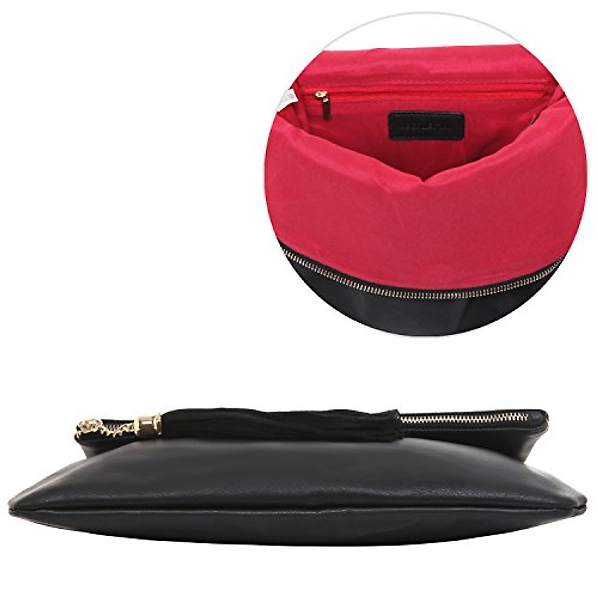 MG Collection Black Clutch Purses for Women Evening or Casual Handbag with Foldover Design, Zipper and Decorative Tassel
