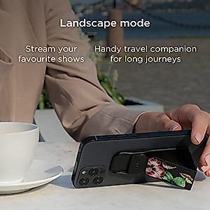 Richmond & Finch Phone Grip Holder and Expanding Stand, Universal Finger Grip Kickstand Compatible with iPhone, Samsung and More, Multiple Viewing Angles, Dark Green Palms Design