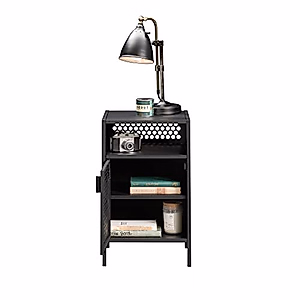 Sauder Boulevard Café Night Stand, L: 14.49" x W: 14.96" x H: 24.02", Black Finish