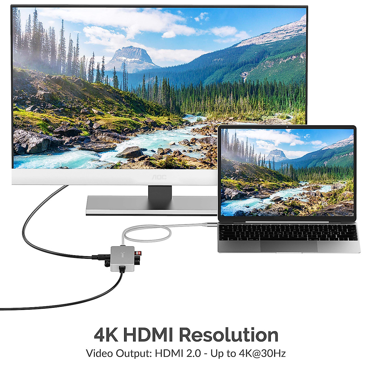 Sabrent 9 in 1 USB C HUB for Windows & Mac + USB Type-C Dual HDMI Adapter