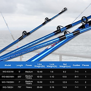 Fiblink 1-Piece & 2-Piece Catfish Rod Portable Catfishing Rod Portable Travel Cat Fishing Pole (6'-Medium-1Pcs)