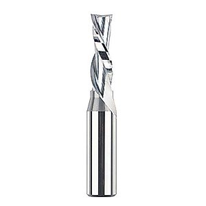 SpeTool Spiral Downcut Router Bits with 3/8 inch Cutting Diameter, 1/2 inch Shank HRC55 Solid Carbide CNC End Mill for Wood Small Cut, Carving