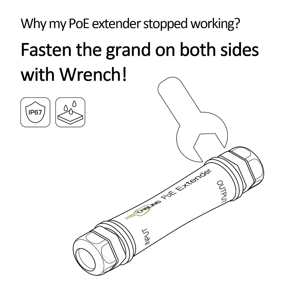 FASTCALBING Waterproof Direct Burial PoE Extender for IP Camera, Ethernet Extension Breaking 100m Distance Limit, IEEE 802.3af/at/bt, PoE+, Plug and Play