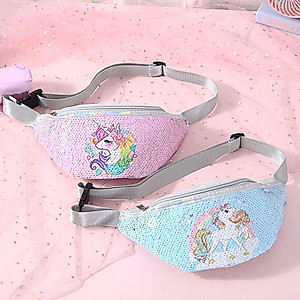 Girl’s Unicorn Fanny Pack - Cute Kids Travel Waist Bag - Crossbody Belt Bag Sport Running Camping Trip - Christmas Gift for Girls