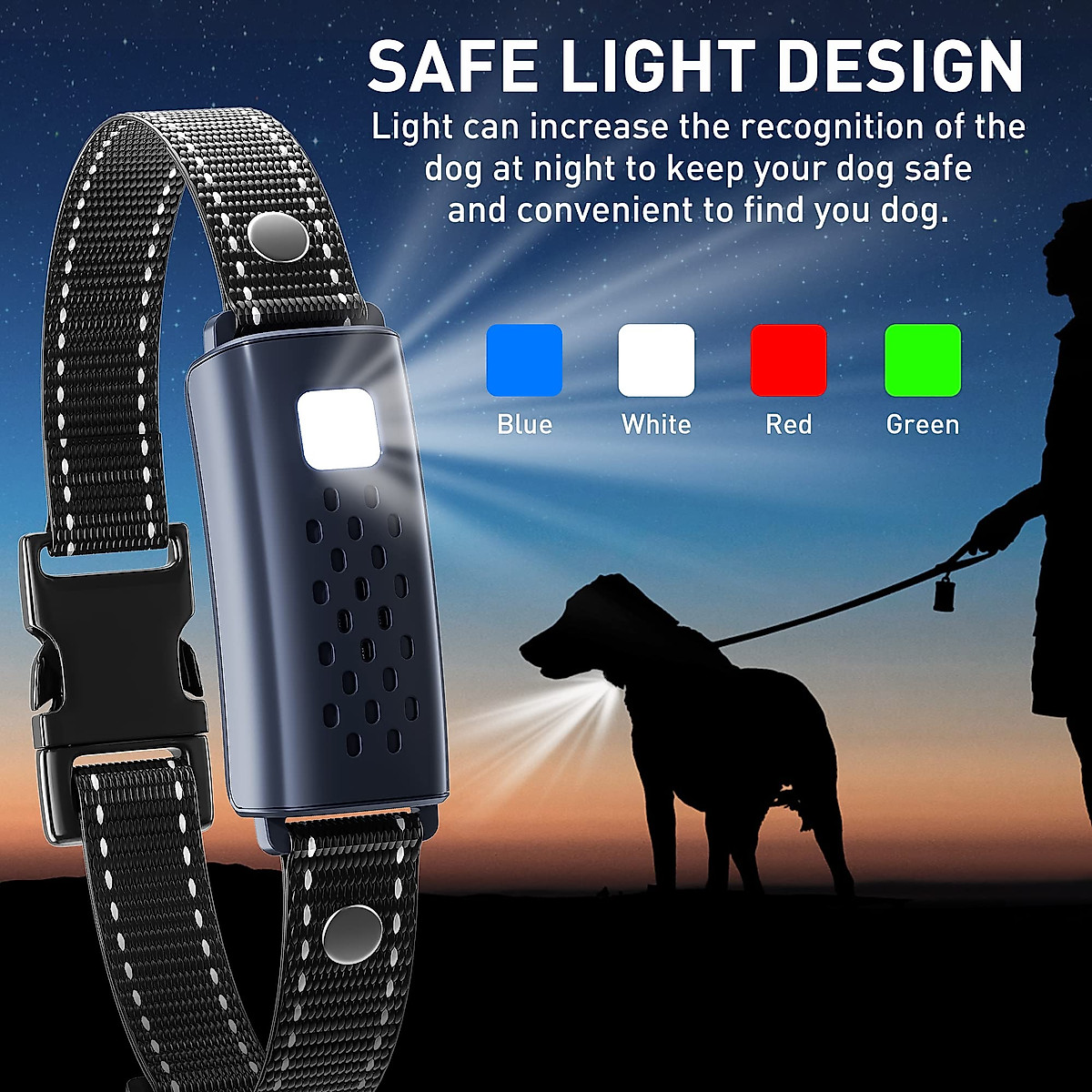 Nikketta Dog Shock Collar with Flashing Light for Night Walks,Dog Training Collar with Adjustable Pitch Beep,Vibration,Shock and Keypad Lock,Dog Training Collar with Remote 4000FT,Cyan-Blue
