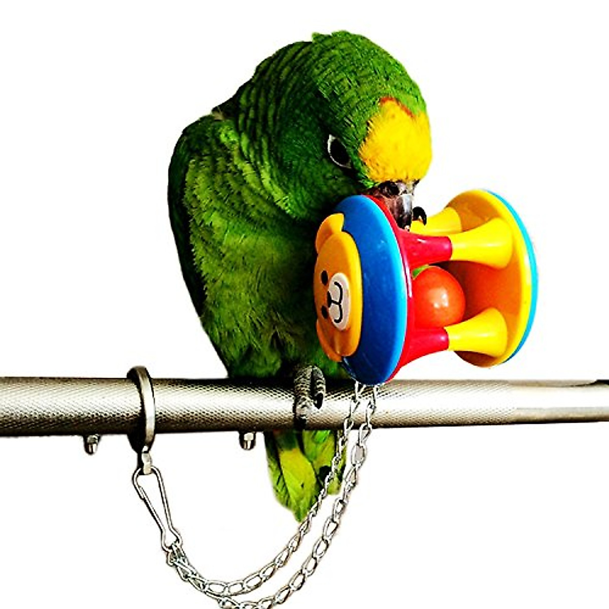 Hypeety Parrot Colorful Ball Toys with Bell Cage Hanging Chewing String for Parakeet Conure Cockatiel Small Medium Birds (A+B+C)