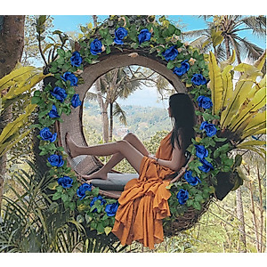 Yebazy 4PCS(30FT) Artificial Rose Vine Fake Rose Garland Artificial Flowers for Hotel Wedding Home Party Garden Decor（Royal Blue）