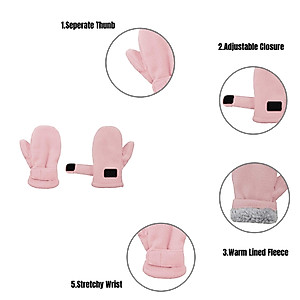 Zando Baby Mittens Winter Gloves Toddler Winter Gloves Toddler Mittens Warm Fleece Gloves for Boys Girls Kids Gloves Black & Black M