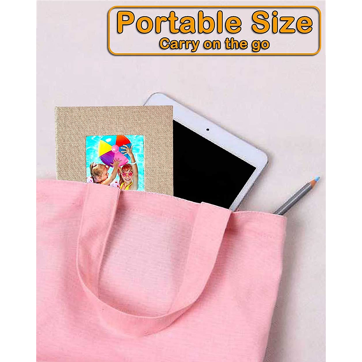 Small Photo Album 4x6 – Clear Pages, Linen Cover with Front Window, Pack of 2, Each Small Album Holds 52 Photos, Small Brag Book Photo Album for 4x6 Photos, Blue Fabric