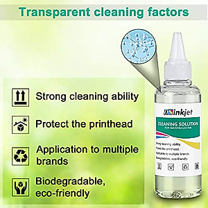 Osinkjet 100ml Printhead Cleaning Kit for Epson HP Brother Canon WF-7710 WF-3640 WF-7620 8600 8610 8620 WF-2750 WF-2650 ET-2750 ET-2650 C88 Liquid Printers Nozzle