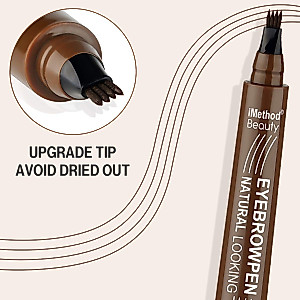 Eyebrow Pen - iMethod Upgrade Eyebrow TattooPen, Eyebrow Makeup, Long Lasting, Waterproof and Smudge-proof, Light Brown