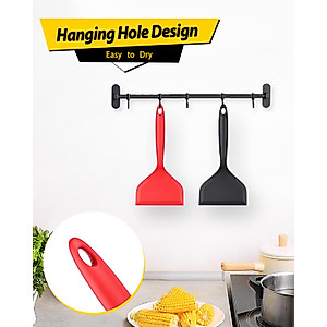 Pack of 2 Wide Silicone Spatula,Nonstick Pancake Shovel with Short Handle, Fried Flexible Turner, BPA Free Kitchen Cookwares for Egg, Cookie, Omelette, Fish, Burgers