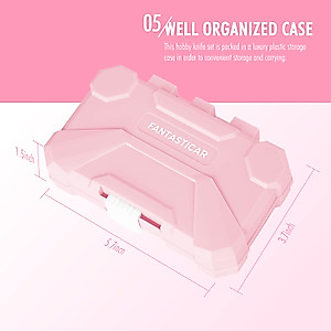 FantastiCAR Pink Craft Knife Precision Cutter Hobby Knife Blades Set (29pcs) for Art Work, Scrapbooking, Stencil, Architecture Modeling, Wood Leather Working