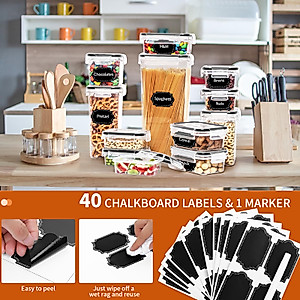 Skroam 36 Pack Airtight Food Storage Containers for Kitchen Pantry Organization and Storage, BPA Free, Plastic Kitchen Storage Containers with Lids for Flour, Sugar, and Cereal, Labels & Marker