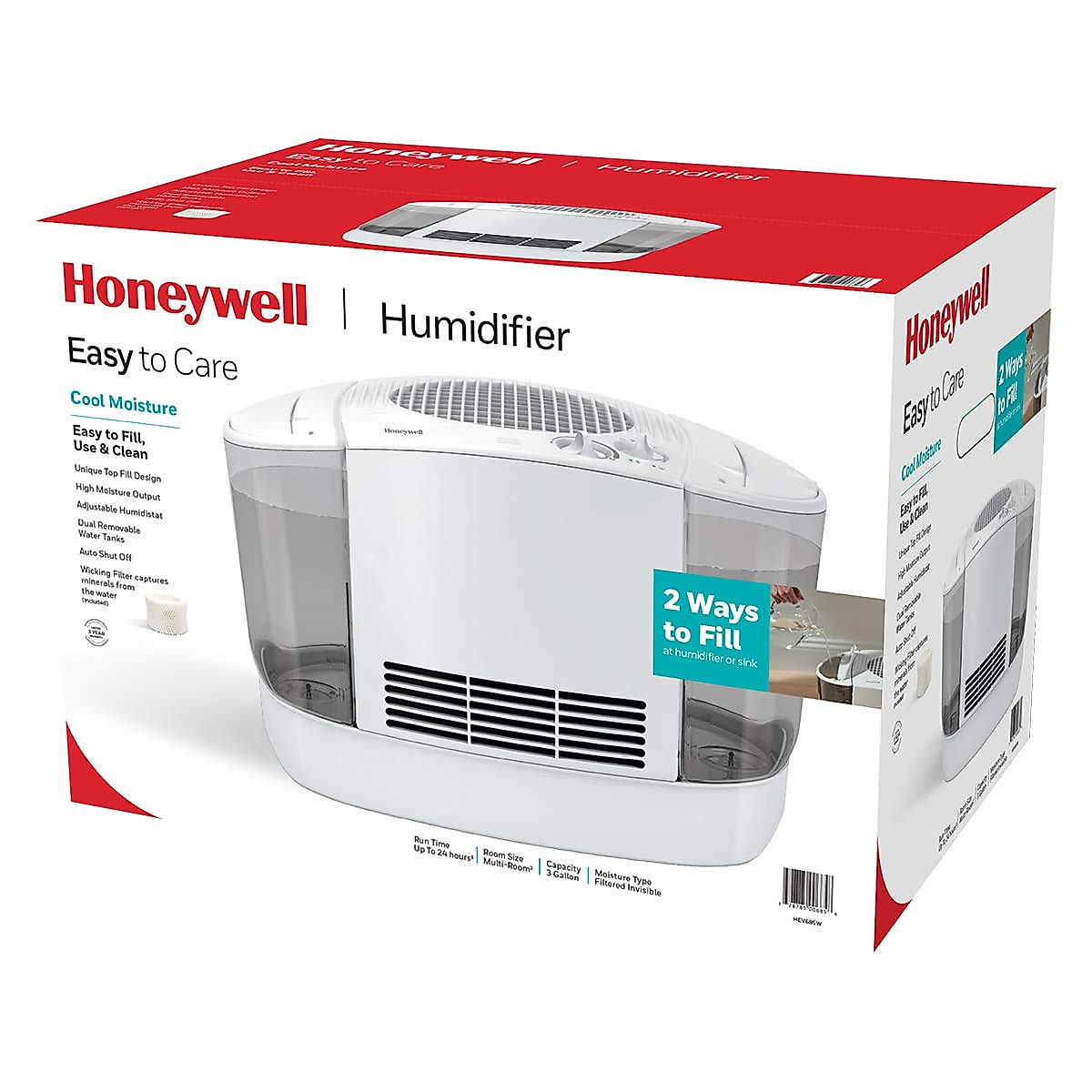 Honeywell PUR HEV685W Top Fill Console Humidifier, Large, White