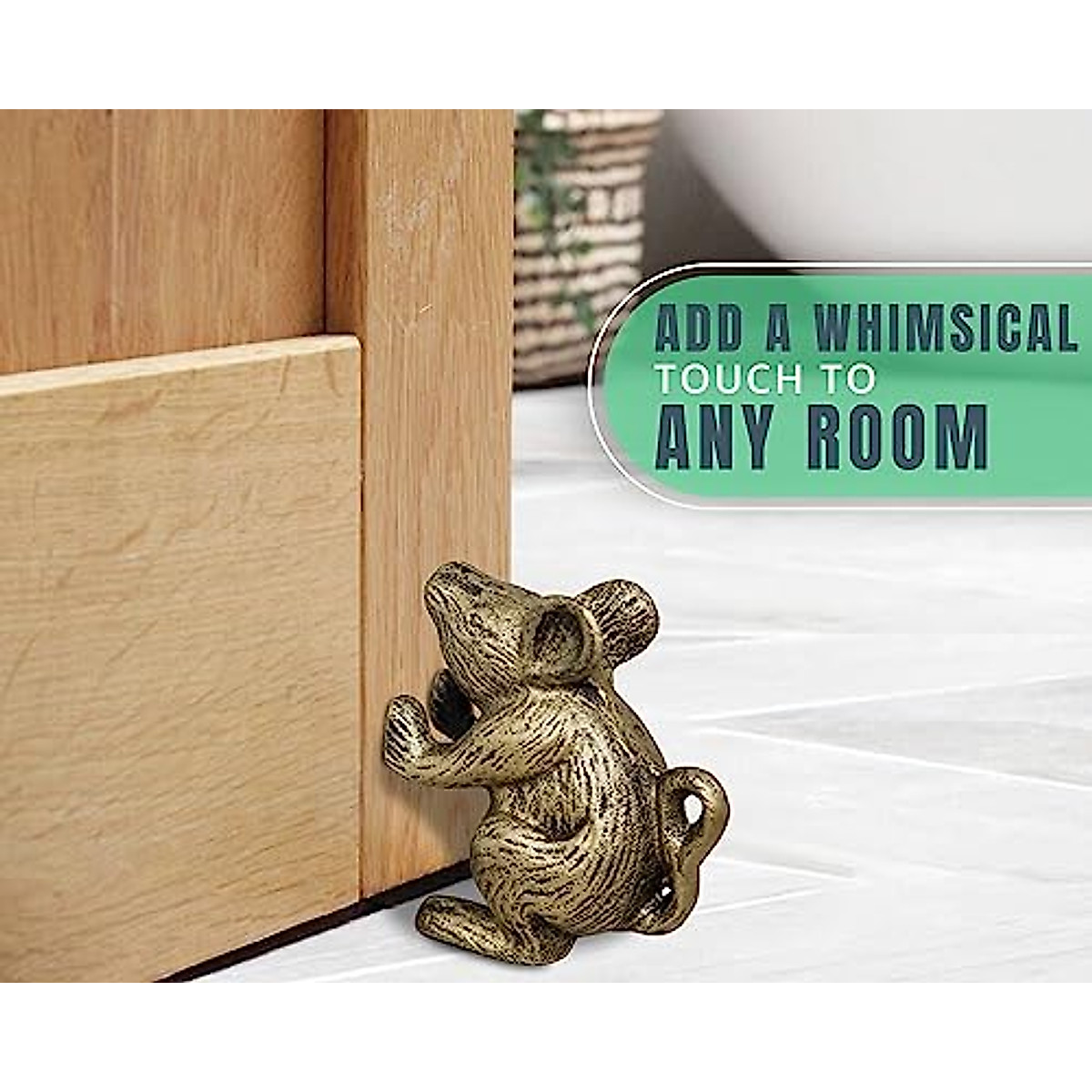 Cast Iron Mouse Door Stop - Vintage Rustic Door Holder by Comfify