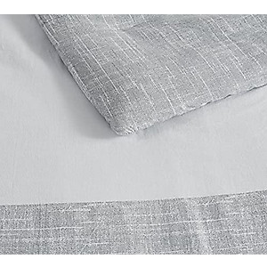 Poppy & Fritz | Stripe Collection| Duvet Cover Set- 100% Cotton Ultra Soft, All Season Bedding, Pre-Washed for Added Softness, Twin, Grey