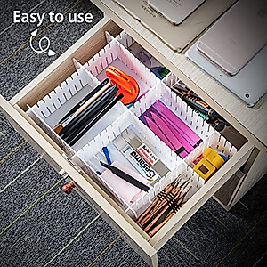 Ptanok 45 Pack Drawer Dividers, Plastic Adjustable Drawer Storage Organizer for Tidying Clutter Socks, Underwear, Makeup, Kitchen, Dresser White