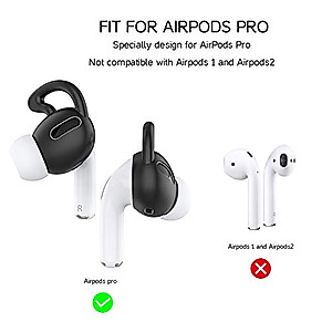 Ear Hooks Covers Tips for Airpods Pro Earbuds,Anti Slip Silicone Eartips Replacement Compatible with AirPods 3rd 2019-Black 3 Pair(Not Fit in Charging Case)