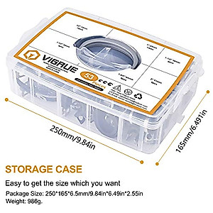 VIGRUE 53pcs Cable Clamps Assortment Kit, 304 Stainless Steel Rubber Cushion Pipe Clamps in 6 Sizes 1/2'' 1'' 1.25'' 1.5'' 1.75'' 2''