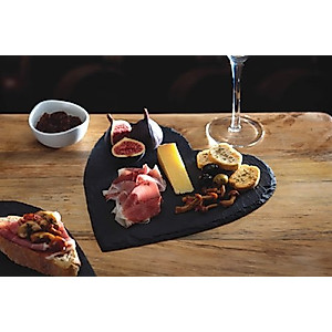 Artesà Heart-Shaped Slate Serving Platter, Hand-Finished Serveware Centrepiece - 25 cm (10") Grey