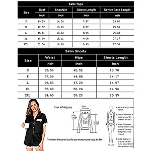SWOMOG Women's Silk Lace Pajama Sets Satin Button Down Tops Pjs Lace Shorts Bottoms 2 Pcs Sleepwear Lounge Sets with Pockets Black