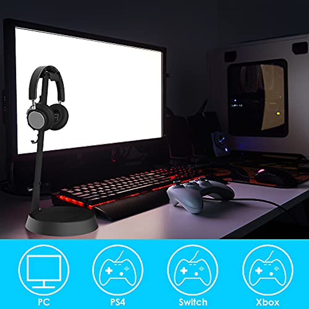 Ruiqas Headphone Storage Display Stand for Ring-Fit Headphone Compatible with Switch Pro/PS4/Xbox One Controller